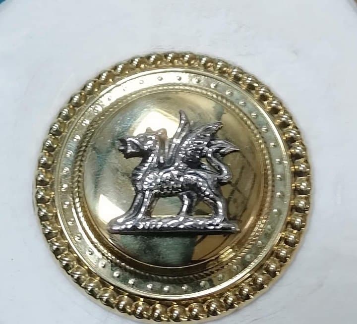 PAIR OF LARGE BRASS ROSETTES BRASS (or SILVER) DRAGON – Welsh Cob Shop